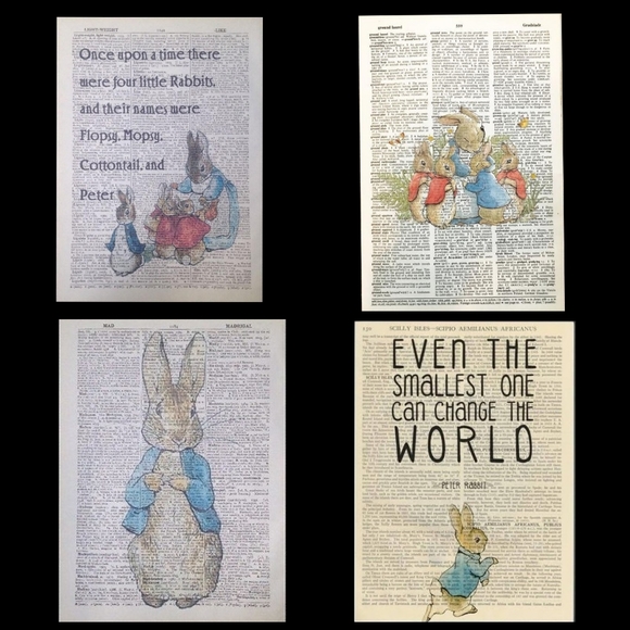 Other | Peter Rabbit Dictionary Book Page Art Decor | Poshmark